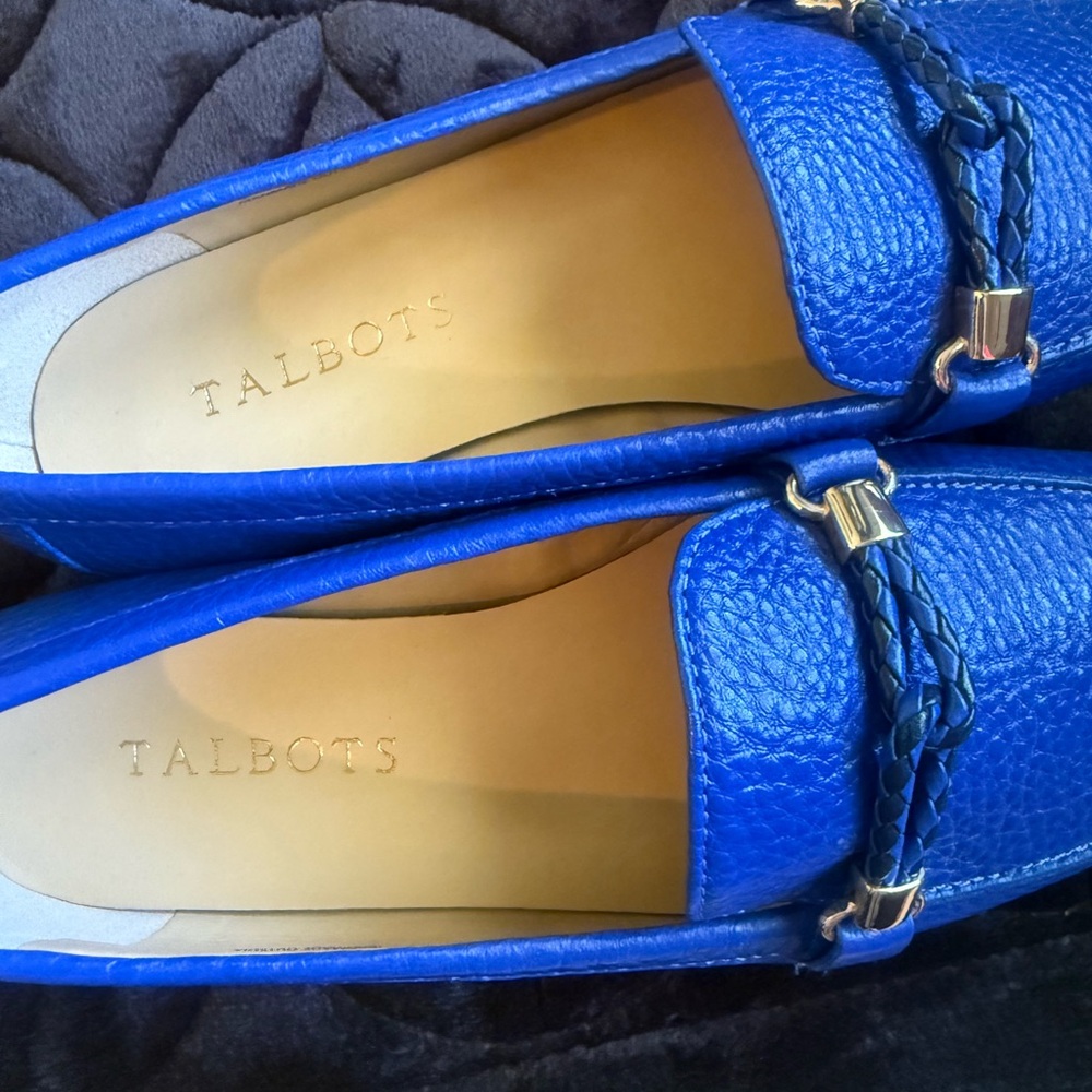 Talbots Blue Leather Flats With Shiny Metallic Hardwa… - Gem